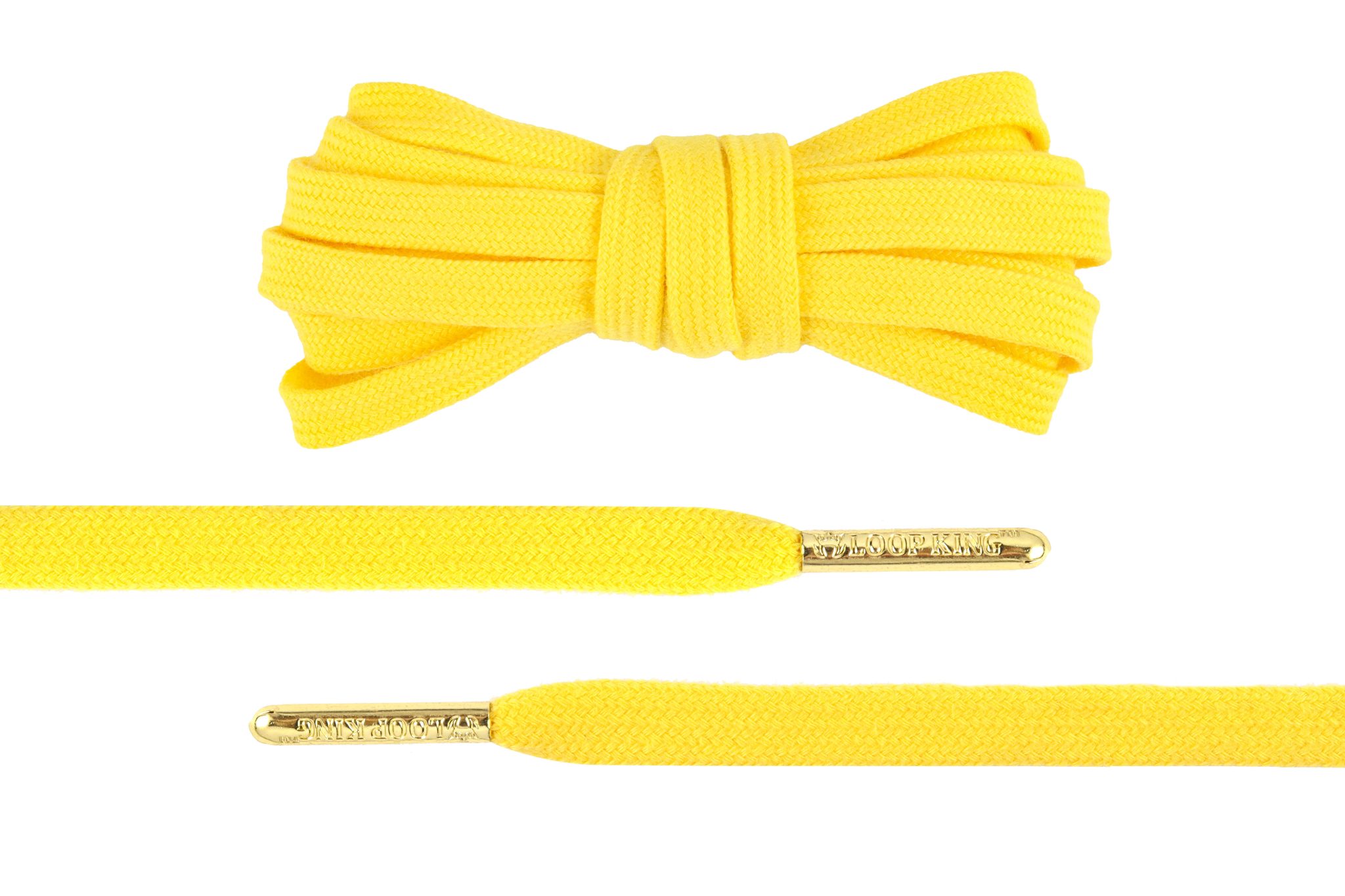 Flat Cotton Yellow Shoelaces with Gold Tips