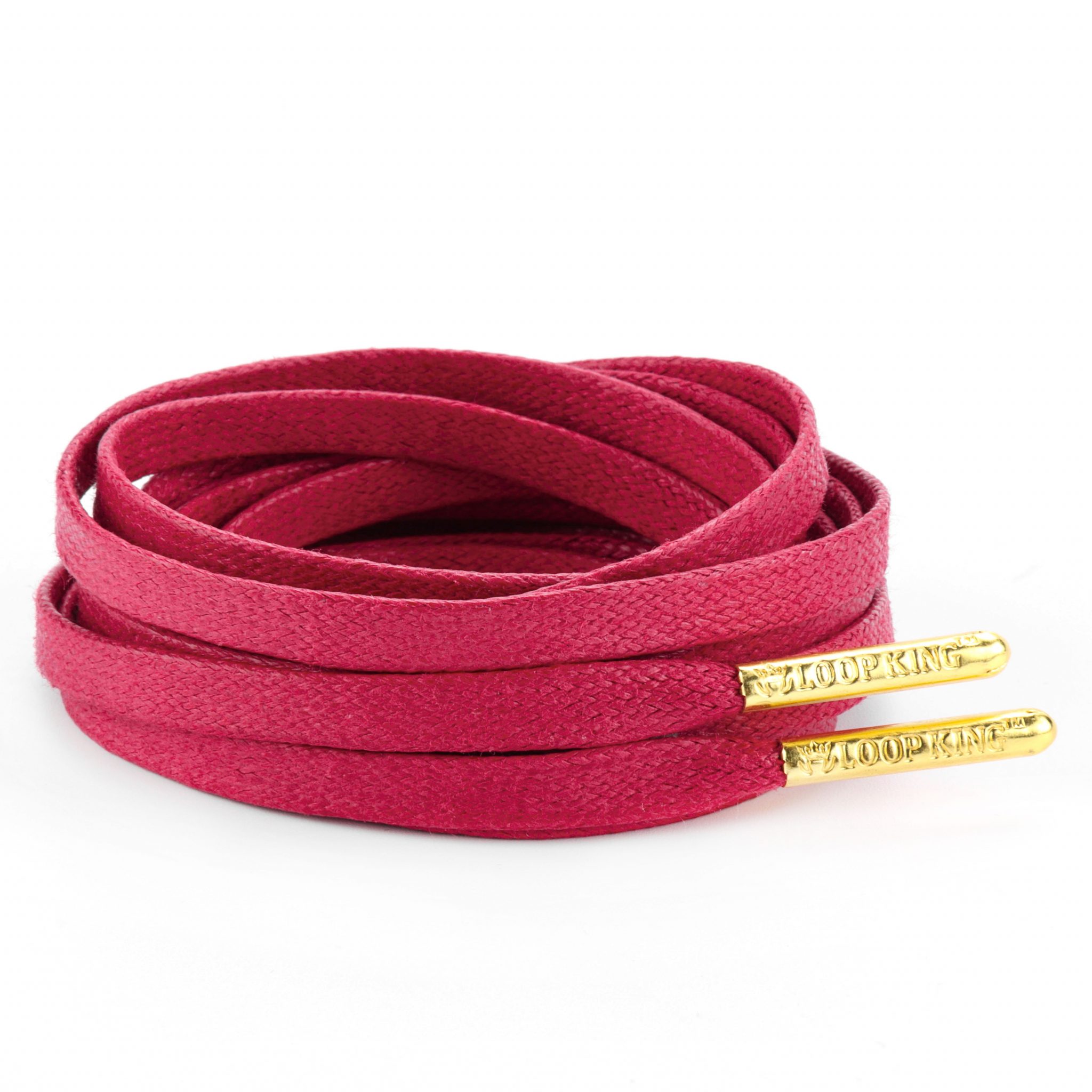 Flat Waxed Burgundy Shoe Laces with Gold Aglets