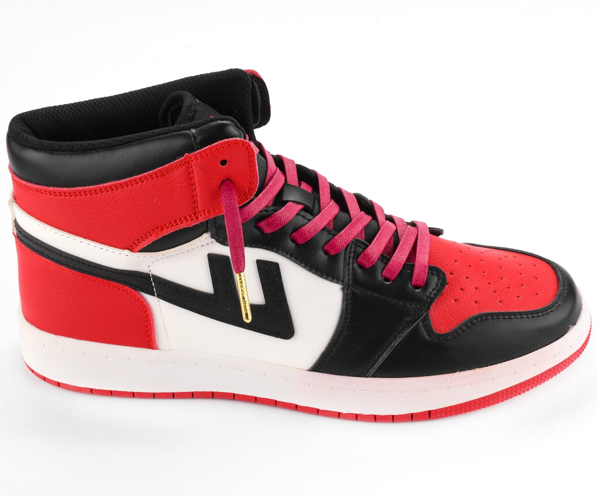 Flat Waxed Burgundy Shoe Laces with Gold Aglets