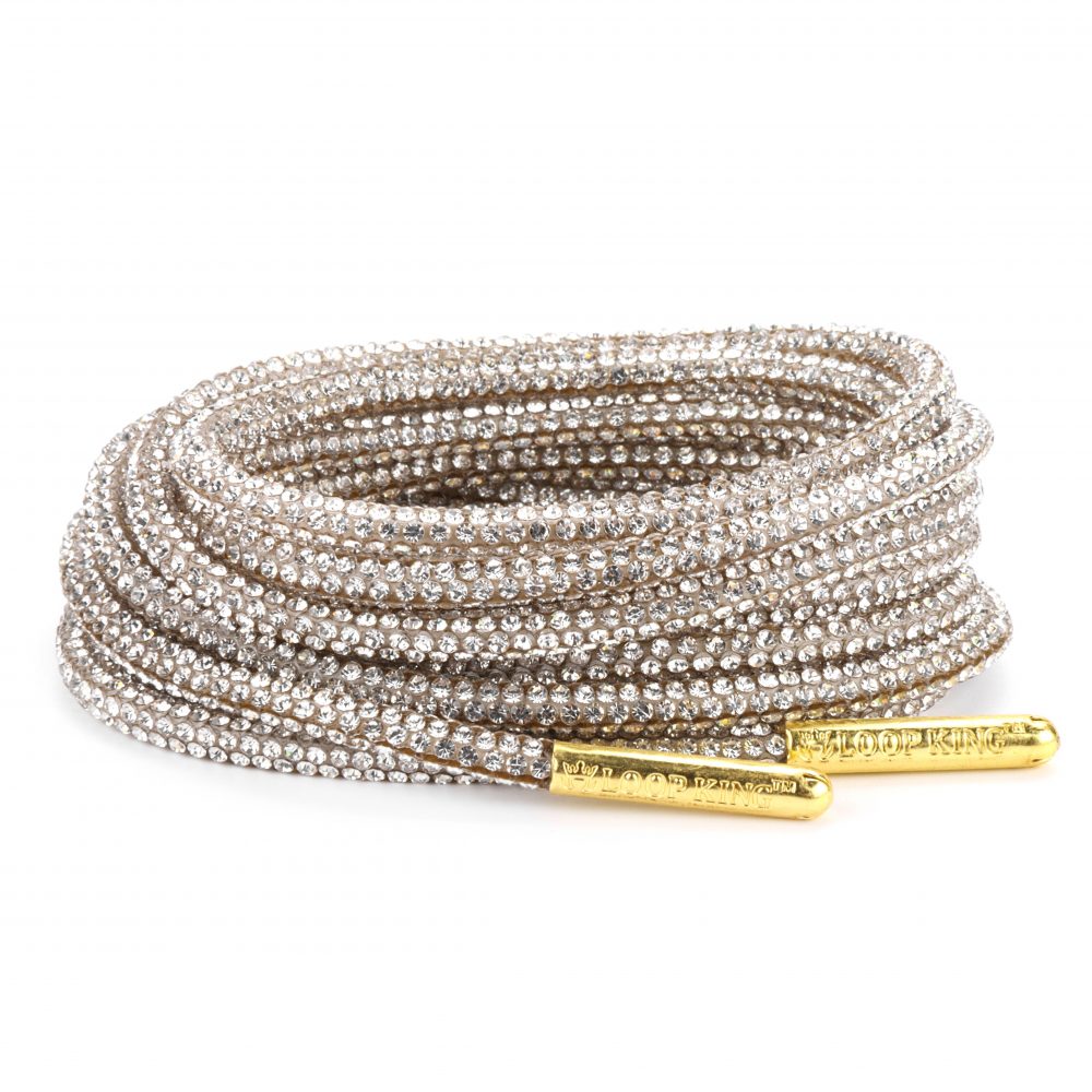 Rope Crystal Rhinestone Drawstrings for Pants and Shorts with Gold Aglets