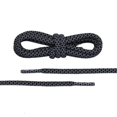 Rope Reflective Black Shoelaces with Clear Tips - From Loop King