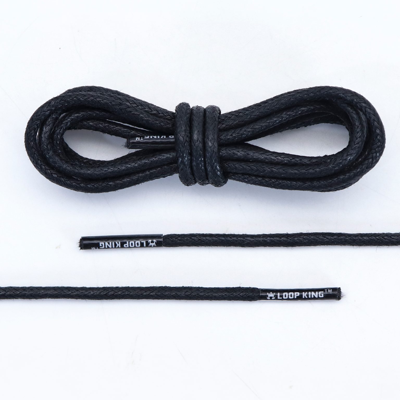 Black Thin Rope Shoelaces with Clear Tips - From Loop King
