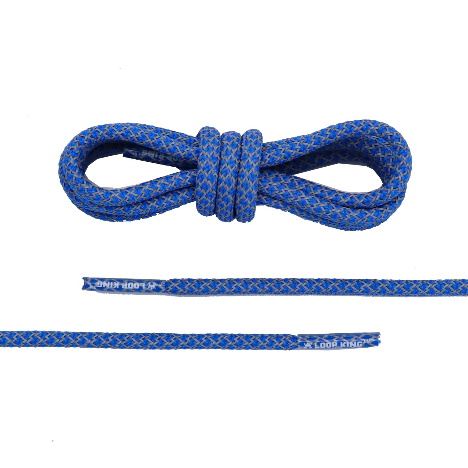 Rope Reflective Blue Shoelaces with Clear Tips - From Loop King