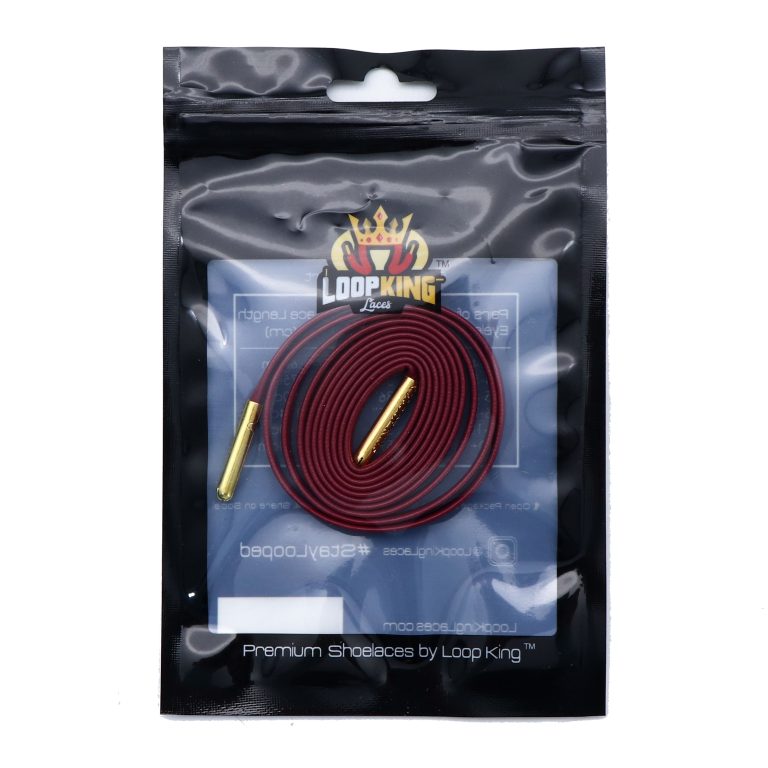 Luxury Burgundy Leather Shoelaces with Gold Tips - From Loop King