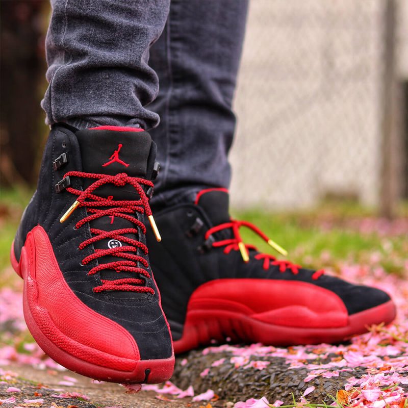 Rope Red Black Shoe Laces with Gold Tips - From Loop King