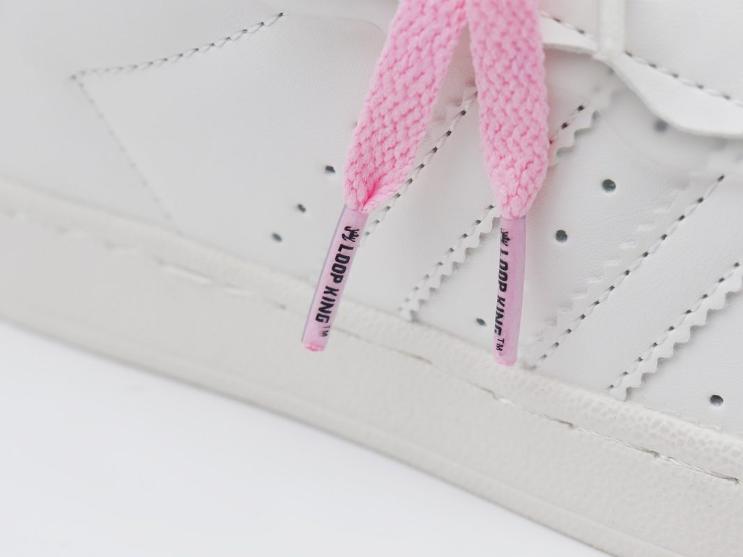 Flat Cotton Pink Shoelaces with Clear Plastic Tips