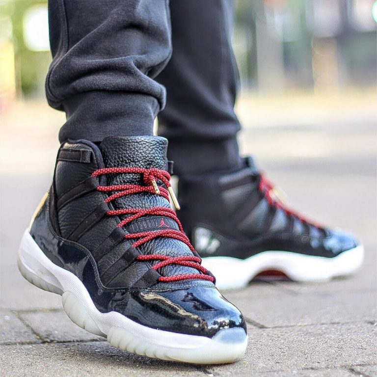 Rope Red Black Shoe Laces with Gold Tips - From Loop King