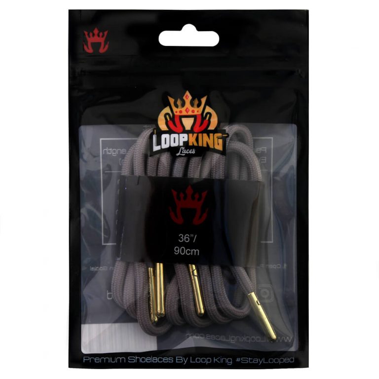 Rope Grey Shoe Laces with Gold Tips - From Loop King