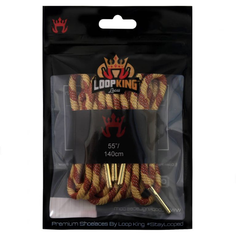Rope Yellow Brown Shoe Laces with Gold Tips - From Loop King